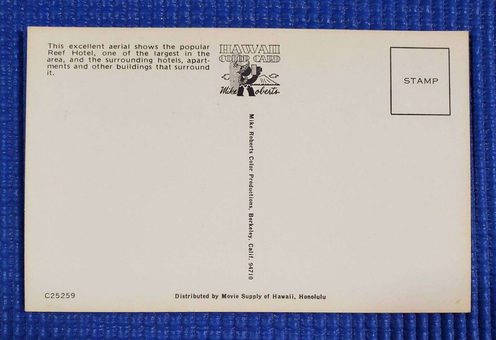 Vintage Aerial of the Reef Hotel Hawaii Mike Roberts Color Card C25259 ...