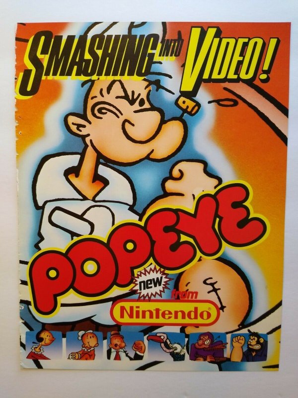 Popeye Arcade FLYER Original Video Game Artwork Sheet Retro 1982 Comic ...