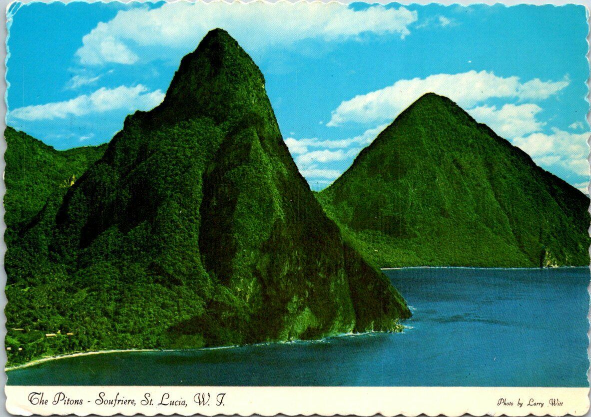 Vintage Continental Size Postcard the Pitons Soufriere ST. Lucia 1970s ...
