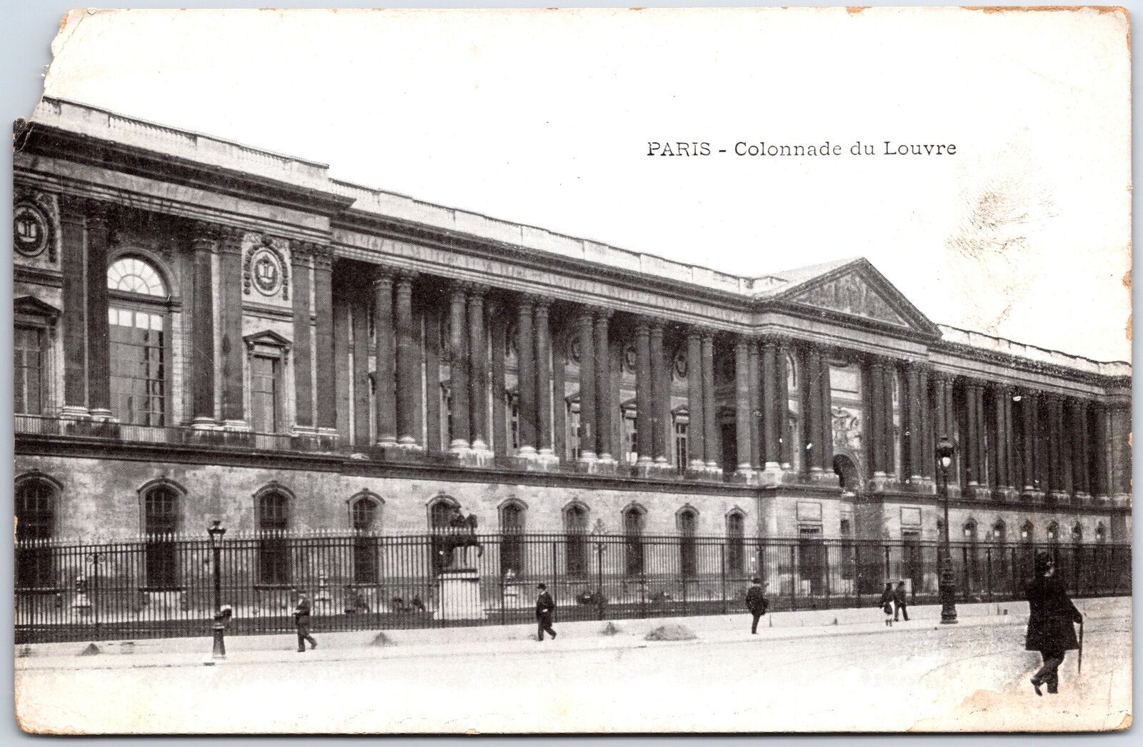 Vintage Postcard Paris France the Louvre Collonades Street Scene 1913 ...