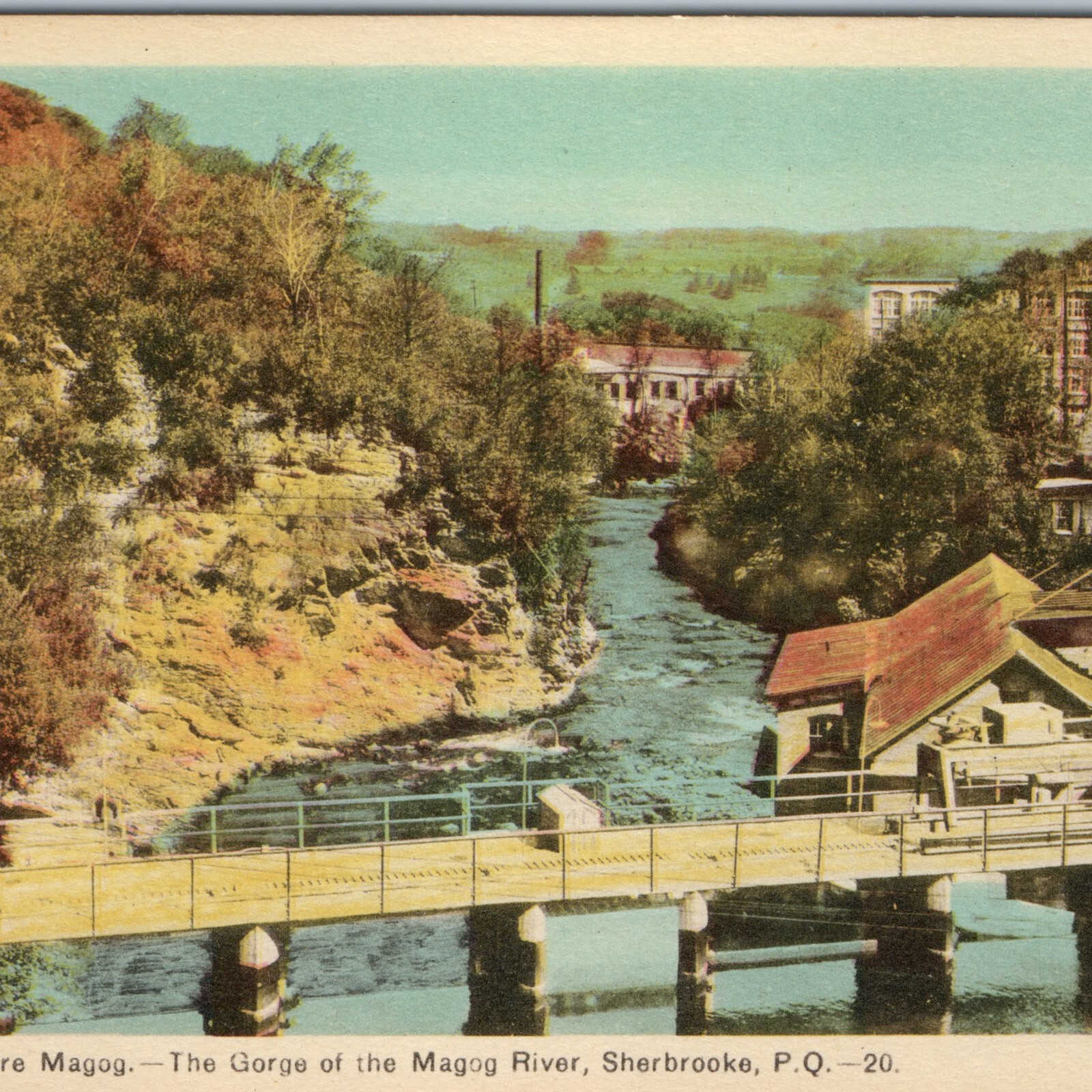 c1930s Sherbrooke, Quebec, Canada Gorge Magog River Dam Bridge Water ...