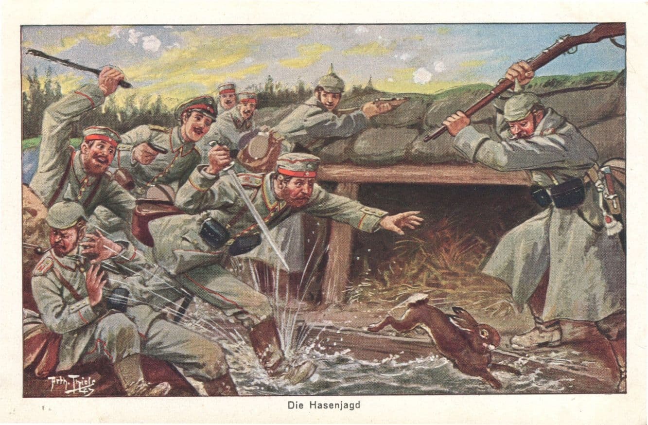 Starving German Army Hunting Hare For Food Ration WW1 Sent by Soldier ...