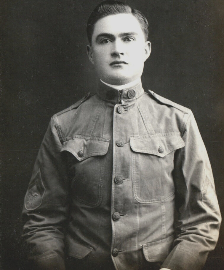 WW1 US Army Quartermaster Corps Soldier w Collar Disc Patch Real Photo ...