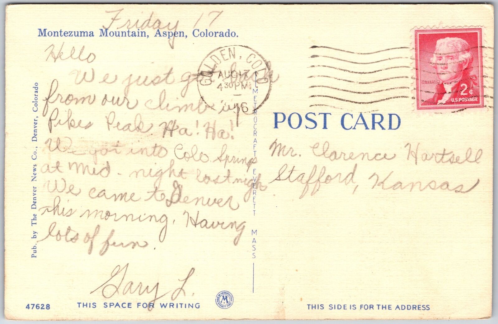 1956 Montezuma Mountain Aspen Colorado Mountain Rock Formations Posted ...