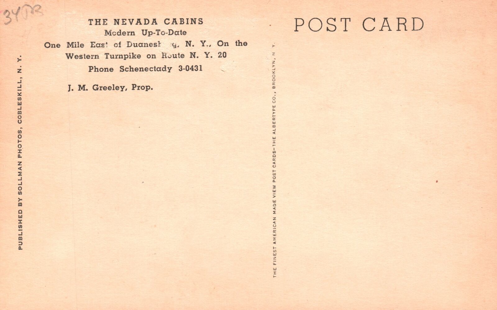 Vintage Postcard Nevada Cabins Modern Up-To-Date Schenectady New York ...