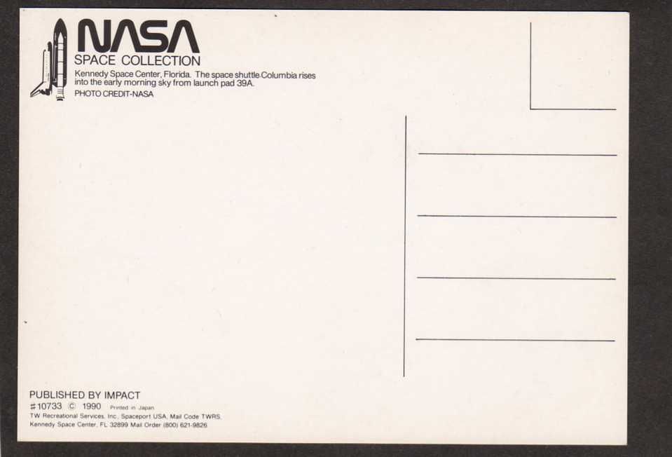 FL Kennedy Space Center NASA Space Rocket Columbia Florida Postcard ...