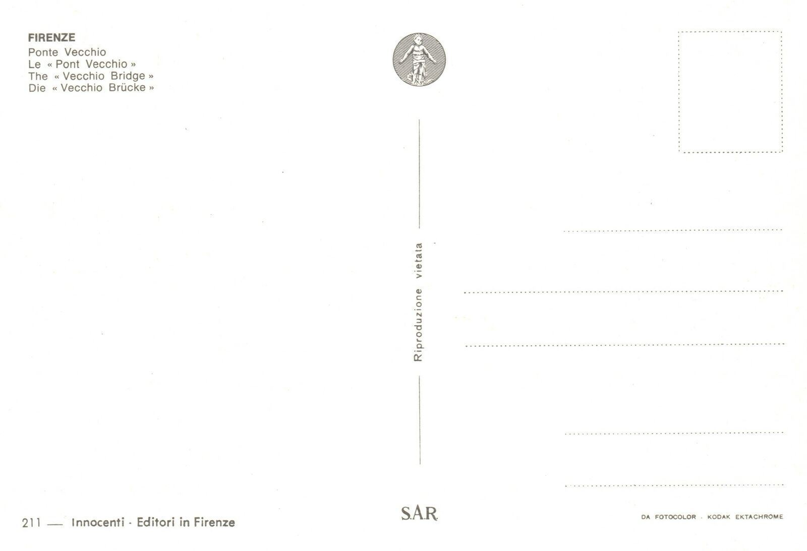 Postcard The Vecchio Bridge Medieval Stone Spandrel Arch Aridge ...