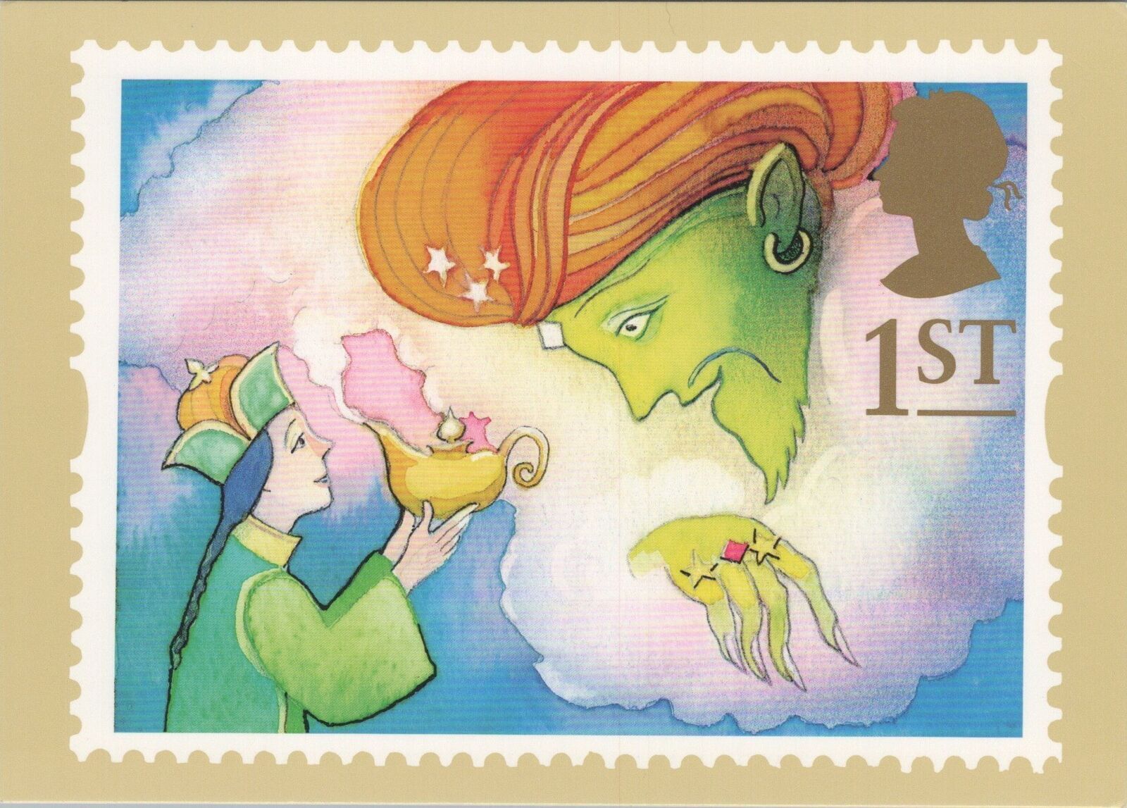 Stamp Design Postcard - Aladdin and The Genie, Royal Mail Illustration ...