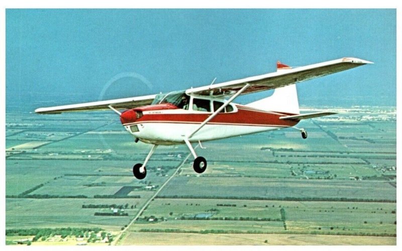Cessna 180 Small Prop Airplane in Flight-Flying over Fields-Vintage ...