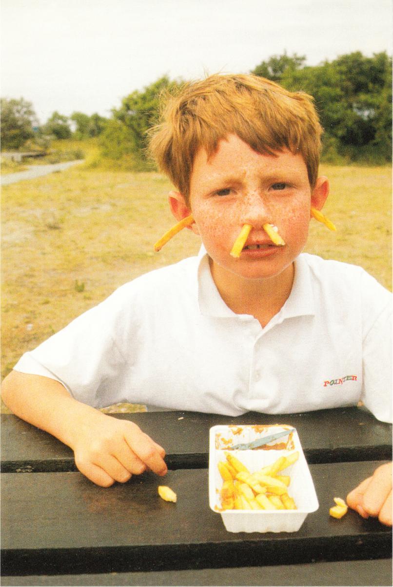 Boy with French Fries in His Nose and Ears Potato Humor Postcard ...