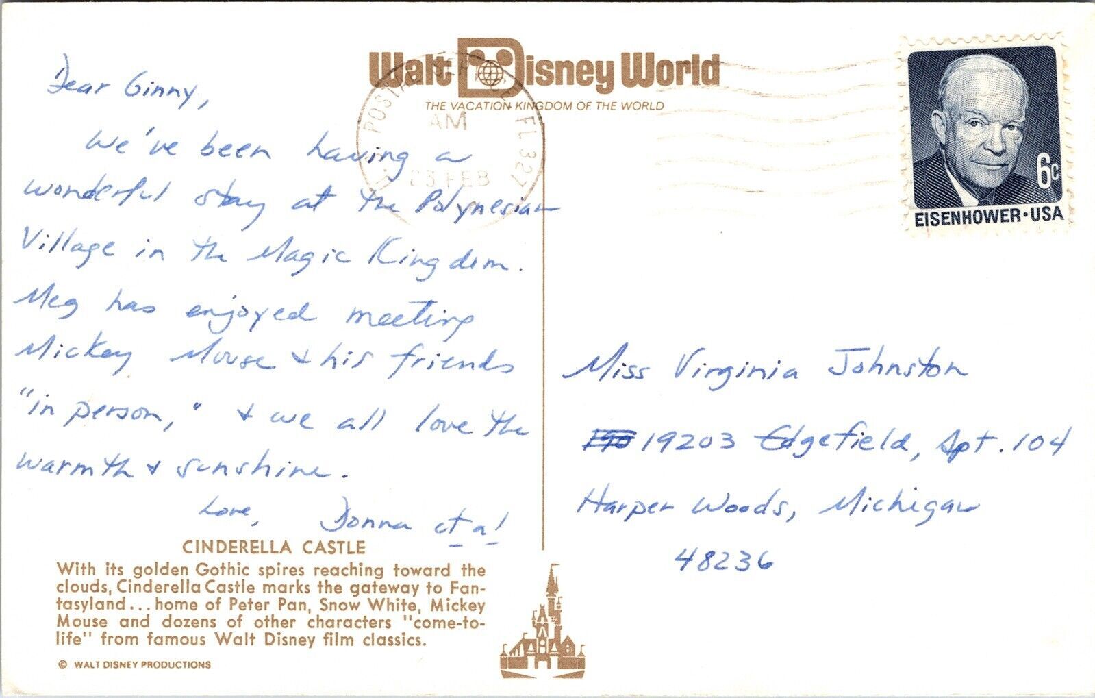 Cinderella Castle Walt Disney World Magic Kingdom Fantasyland Postcard ...