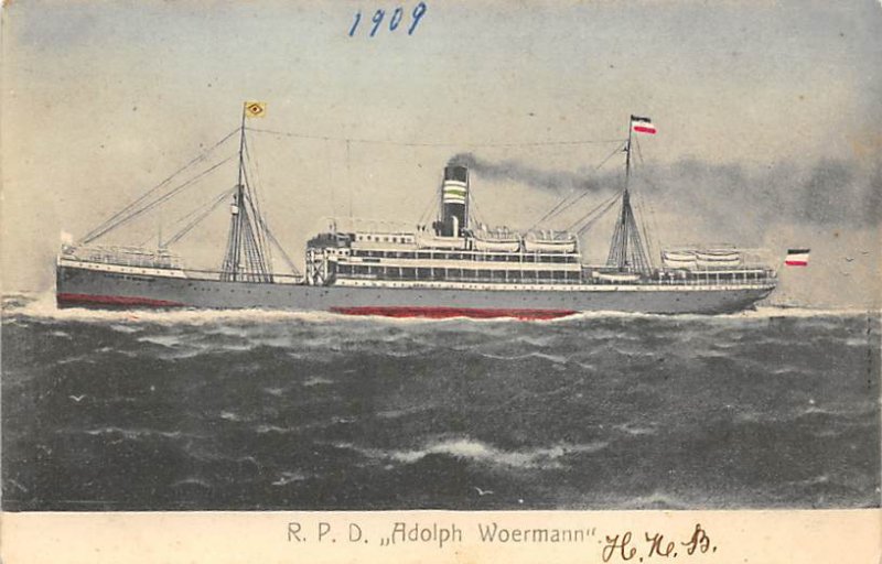 SS Adolph Woermann Woermann Line Writing on back, missing stamp ...