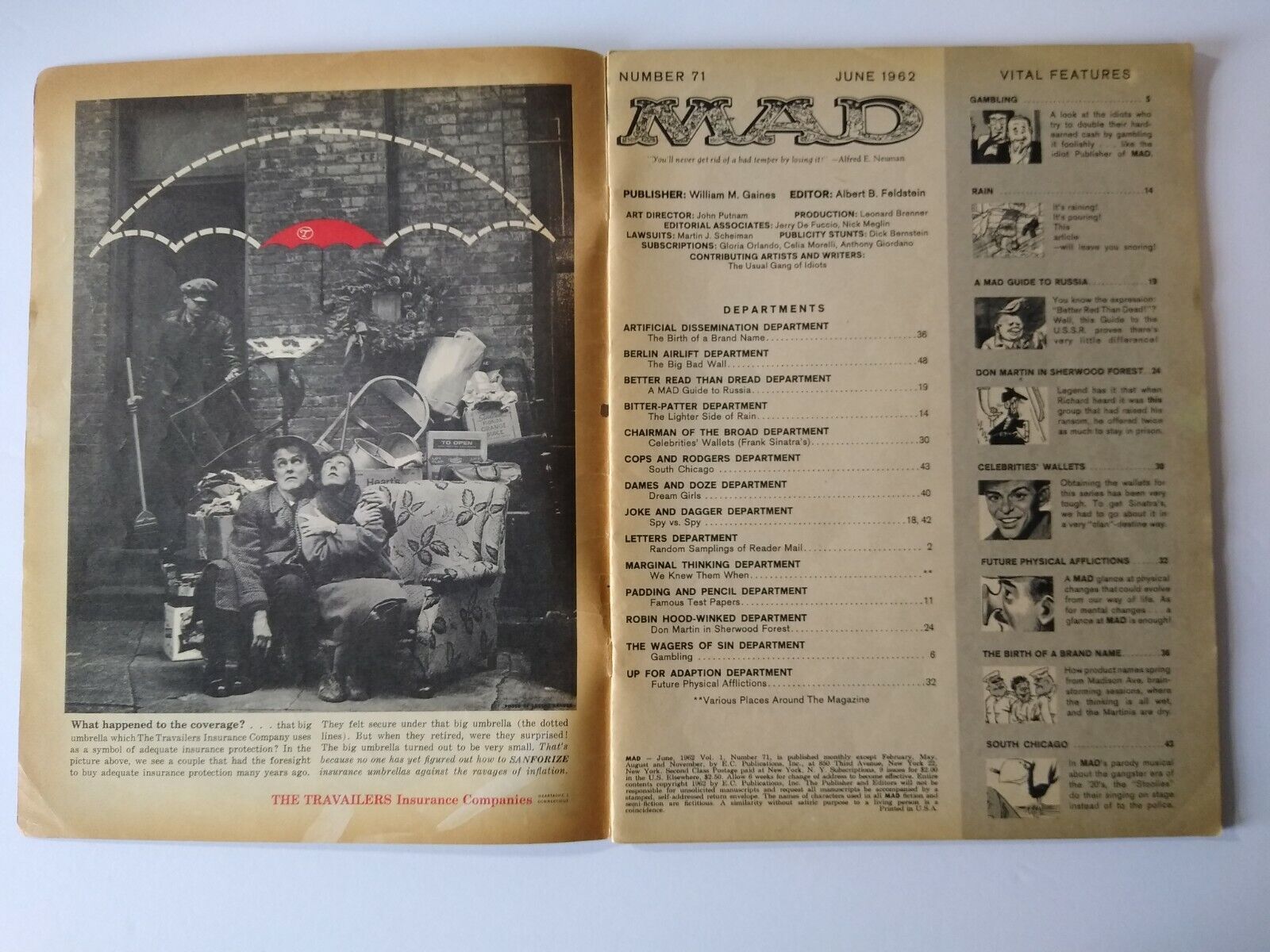 MAD Magazine June 1962 Issue No 71 Celebrities Wallets Parody South ...