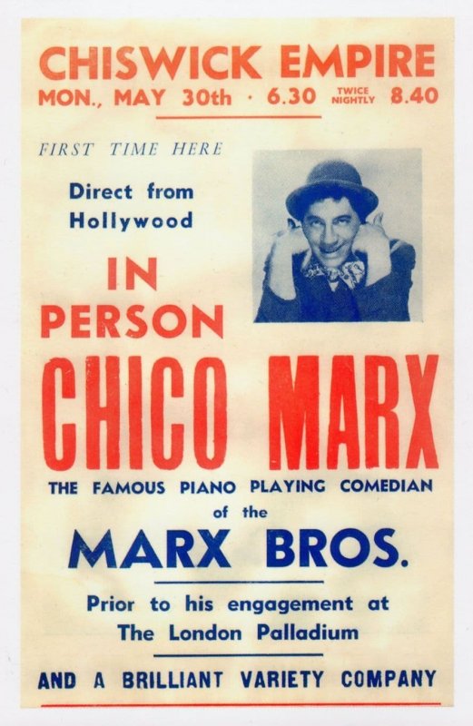 Chico of The Marx Brothers Live Chiswick Theatre Poster Postcard ...