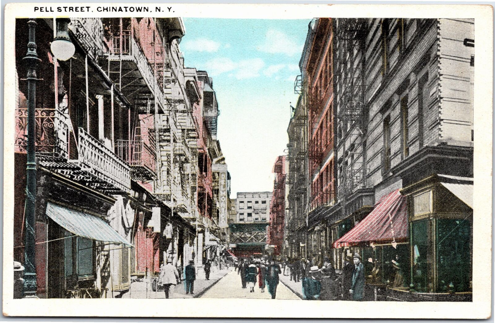 Vintage Postcard Pell Street Chinatown Street Scene Stores Apartments ...