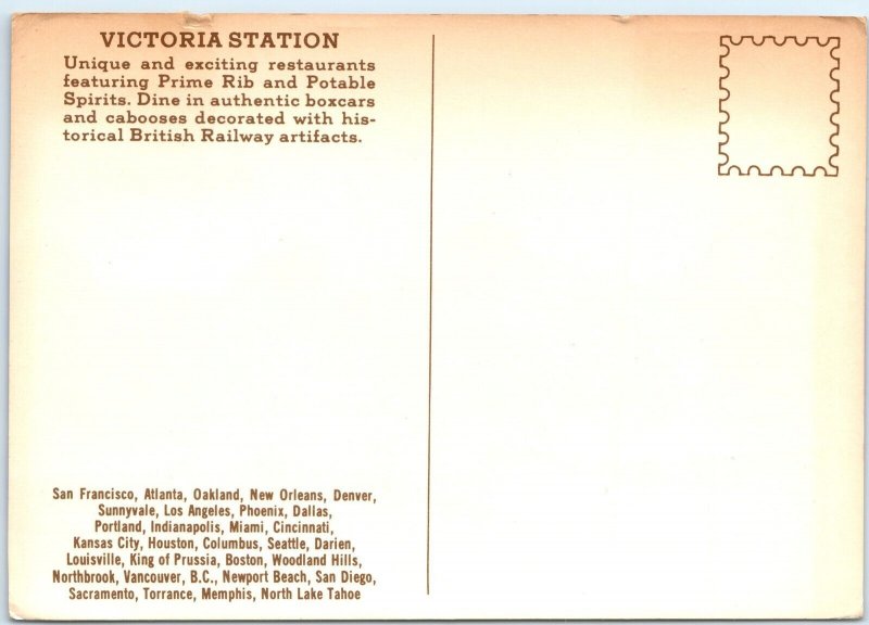 c1970s Victoria Station Restaurant Prime Rib Railway Advertising Card ...