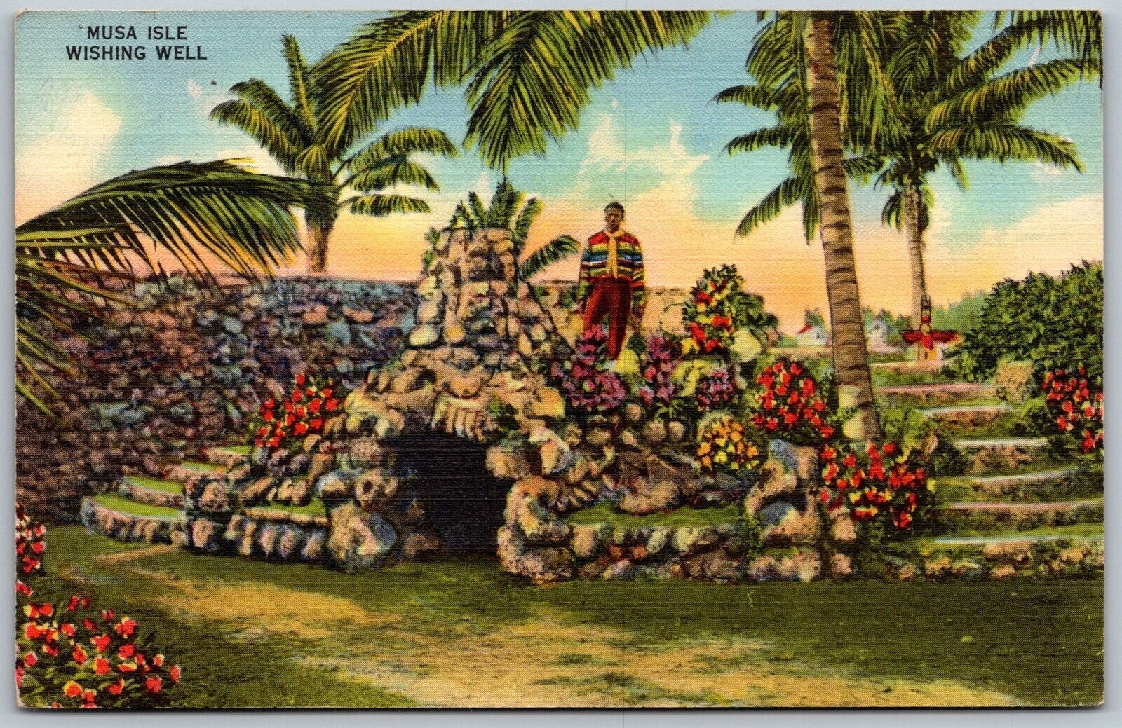 Vtg Miami FL Musa Isle Wishing Well Seminole Indian Symbols 1930s View ...