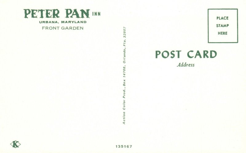 Vintage Postcard Peter Pan Inn Front Garden Famous Restaurant Urbana ...
