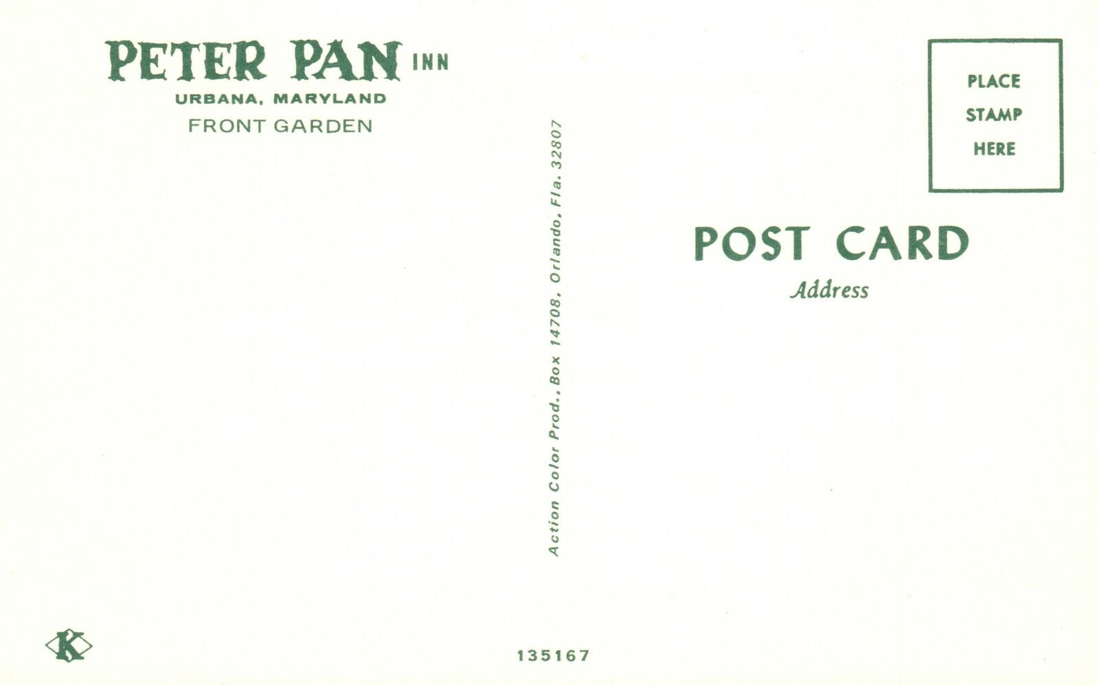 Vintage Postcard Peter Pan Inn Front Garden Famous Restaurant Urbana ...