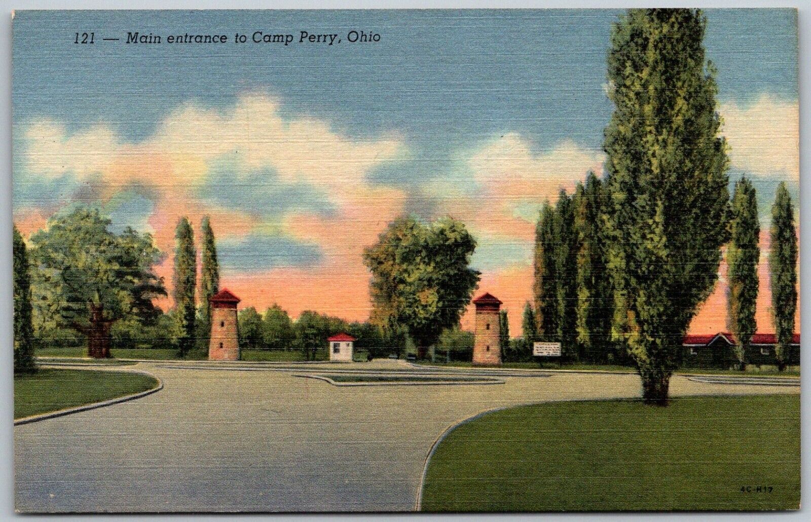 Camp Perry Ohio 1940s WWII Era Postcard Main Entrance | United States ...