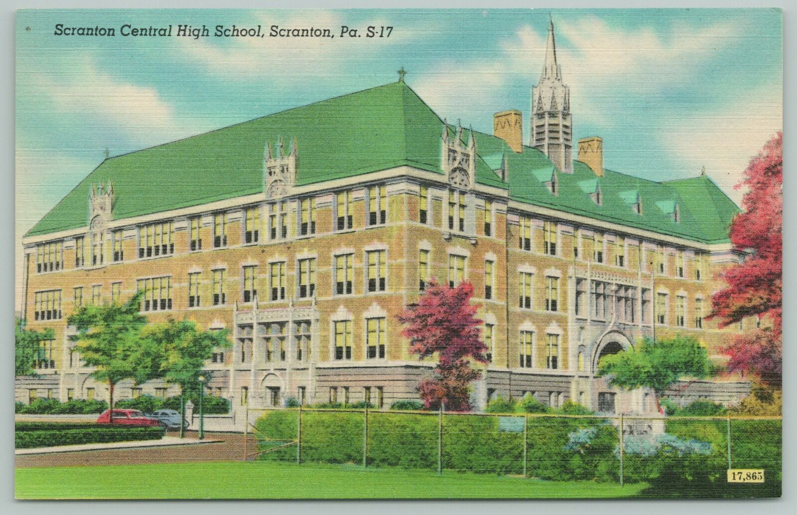 Scranton Pennsylvania~Central High School Building~1940s Linen Postcard ...