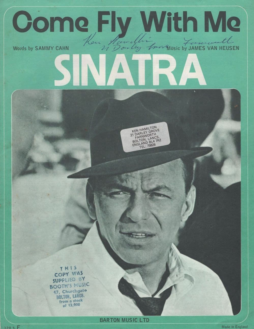 Come Fly With Me Frank Sinatra UK Sheet Music | Ephemera - Scores, Postcard / HipPostcard