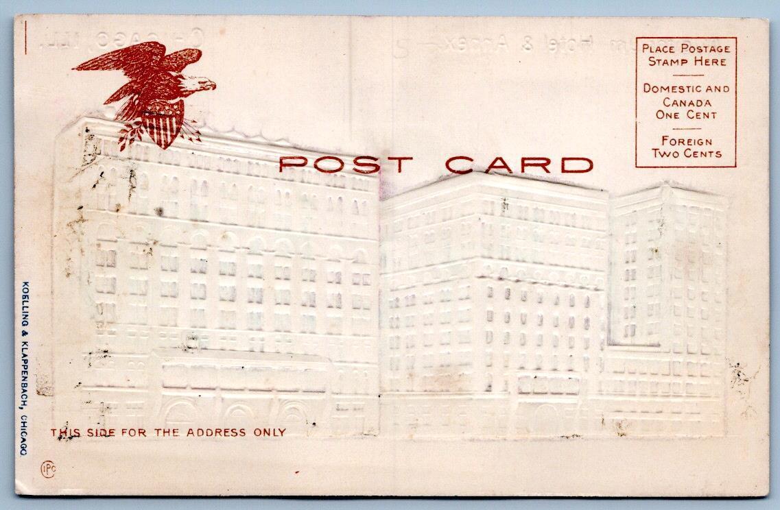 1910'S Chicago Illinois Auditorium Hotel Annex Pink Airbrushed Embossed ...
