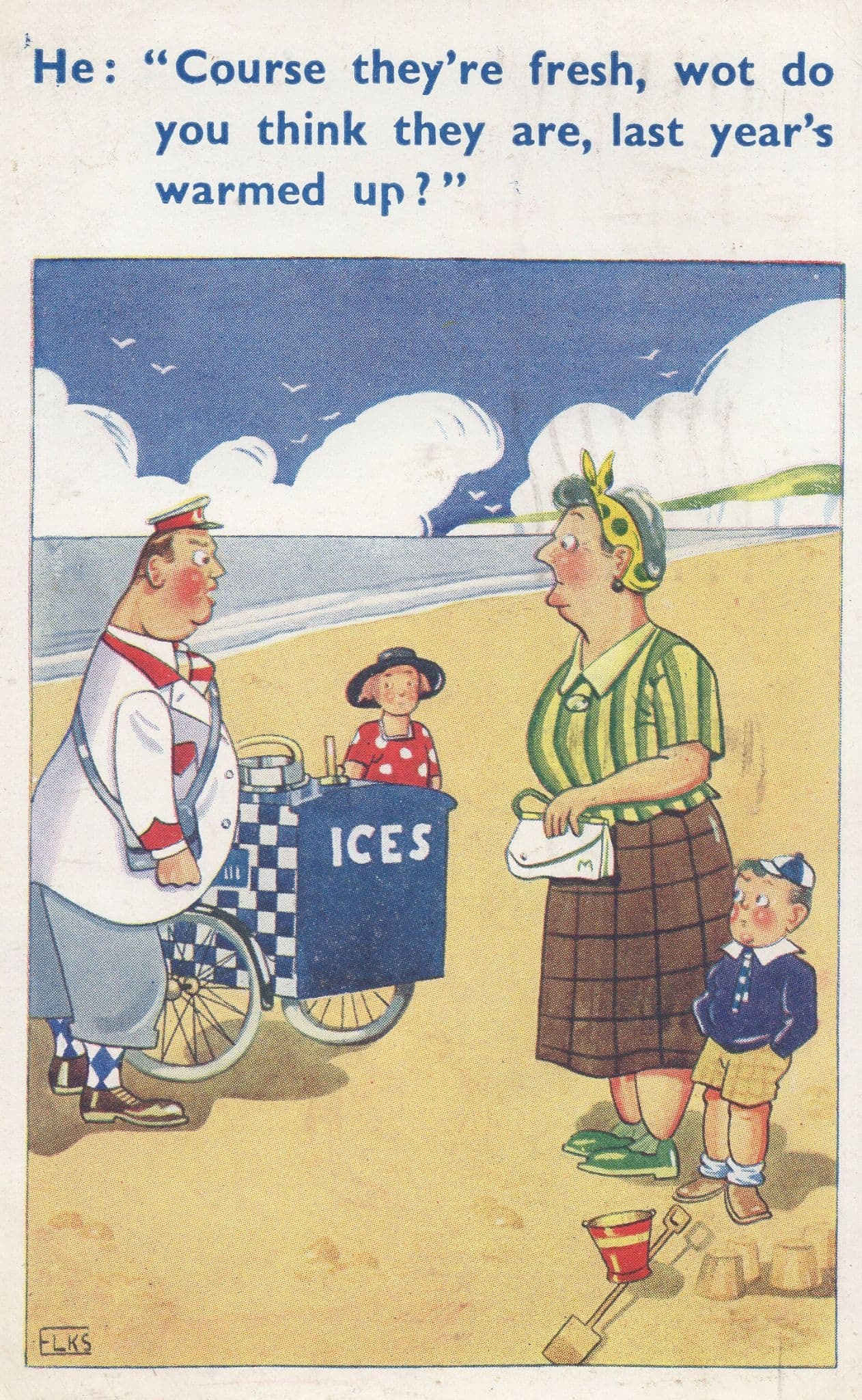 Rude Ice Cream Vendor Out Of Date Cornet Seaside Comic Humour Old ...