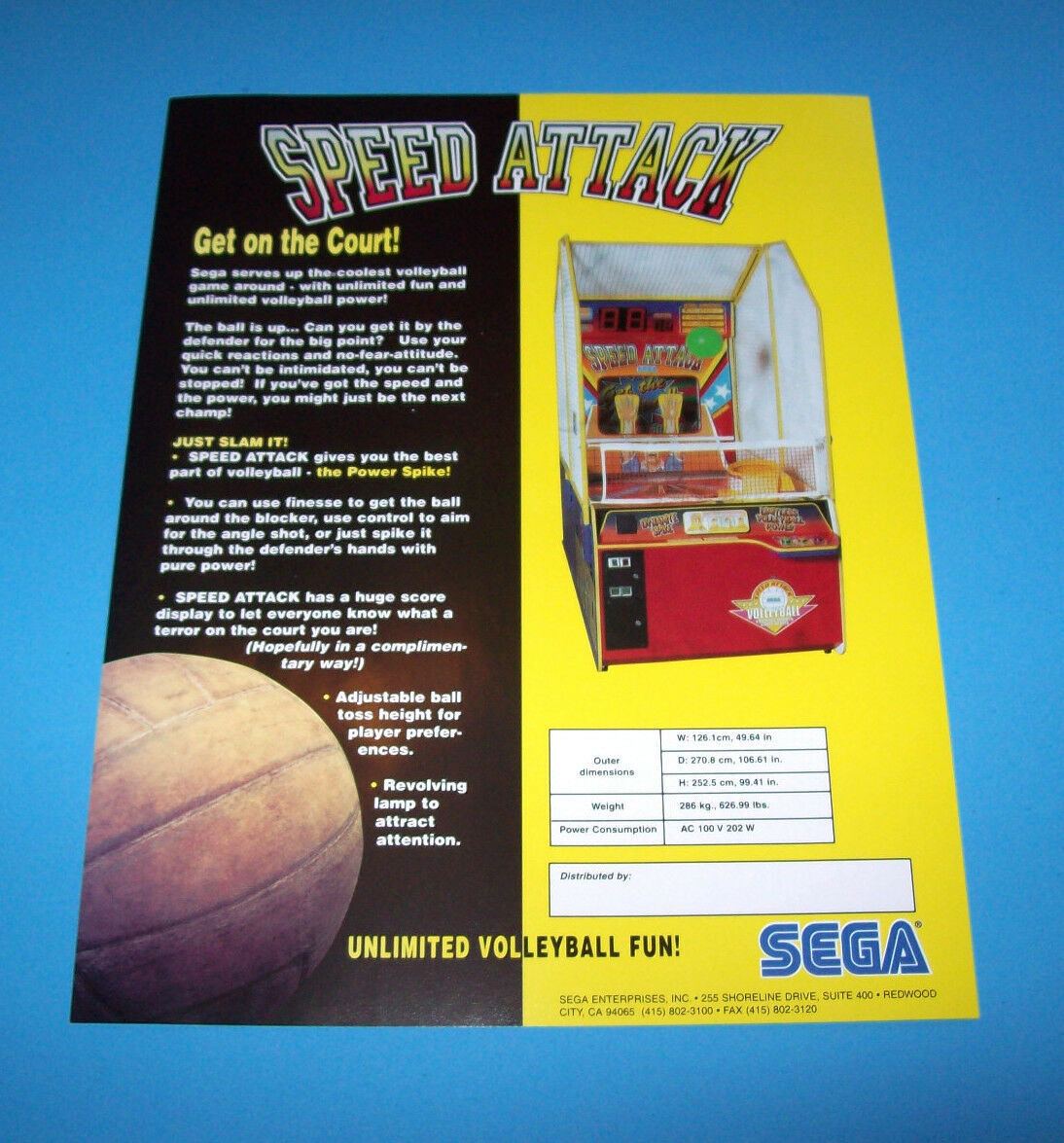 Speed Attack Original NOS Arcade Game Machine Flyer Vintage Retro Promo ...