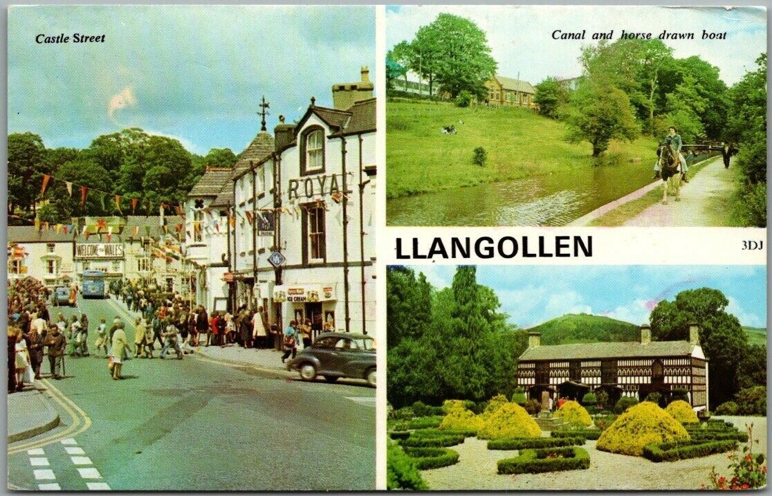 Vintage LLANGOLLEN Wales UK Postcard Multi-View / Castle Street Scene ...