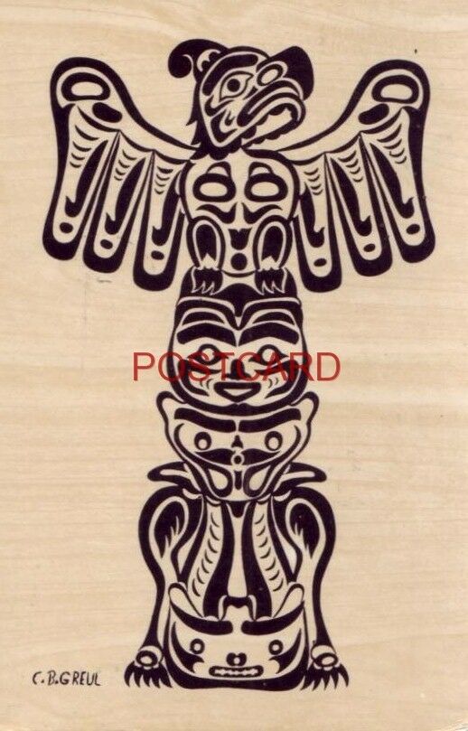 1965 Pacific Northwest Coast Indian Motif "Totem Pole" - Alert BAY - C ...
