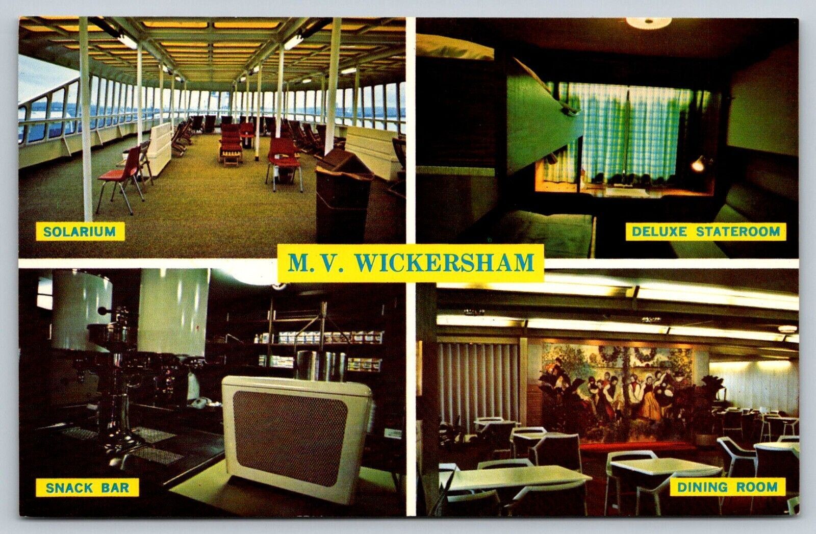 Cruise Ship M. V. Wickersham Interior View Mike Roberts Chrome Postcard ...