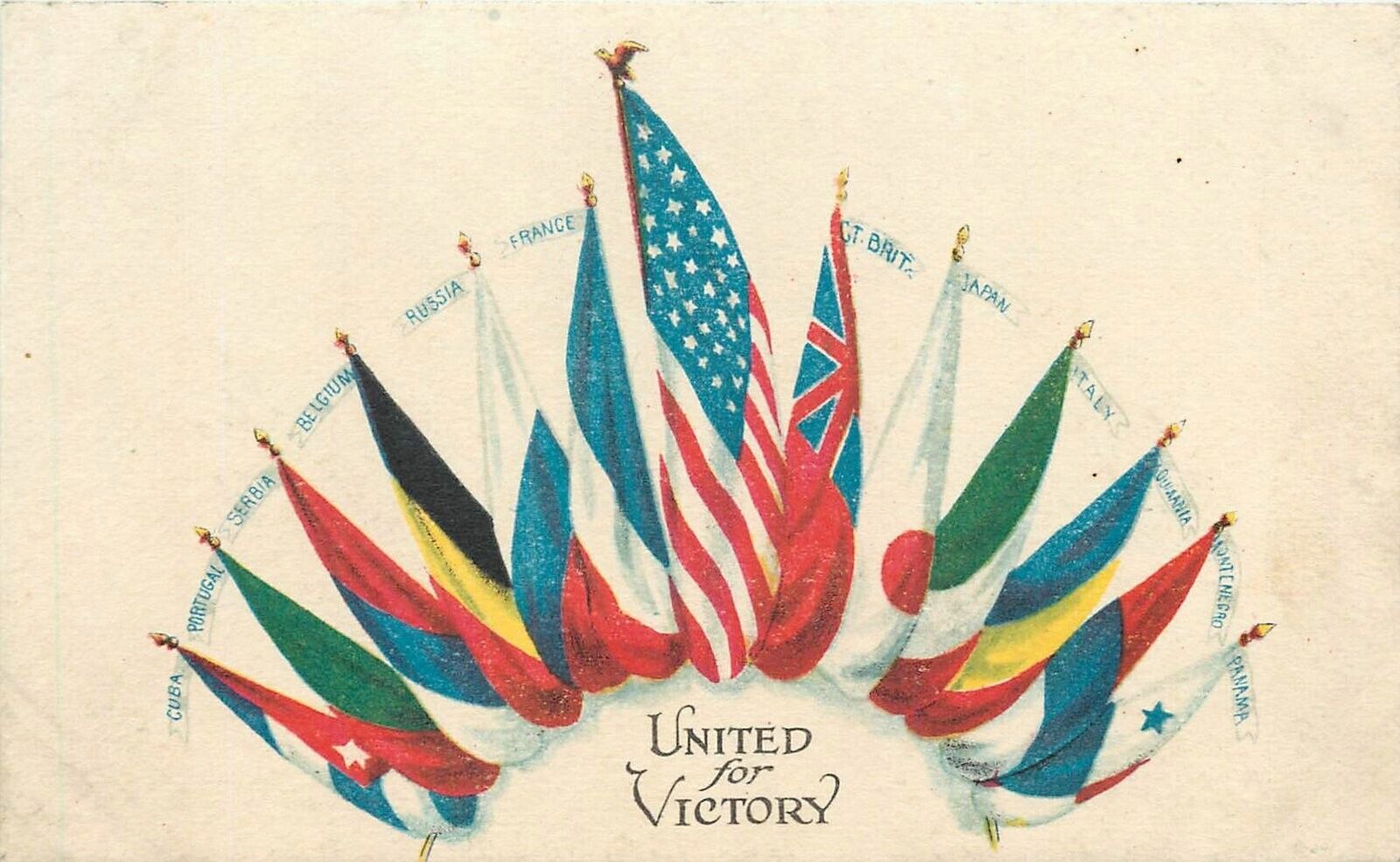 Postcard C-1918 Allied Flags patriotic Victory propaganda Illustrated ...