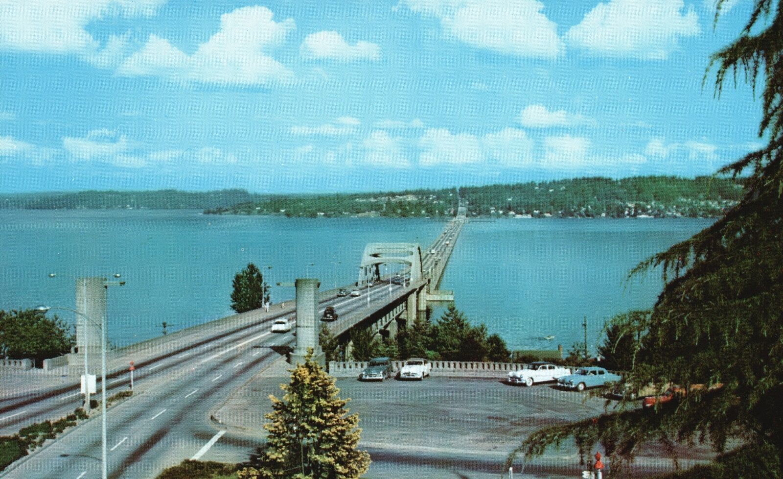 Vintage Postcard The Lake Washington Floating Bridge Longest Pontoon ...