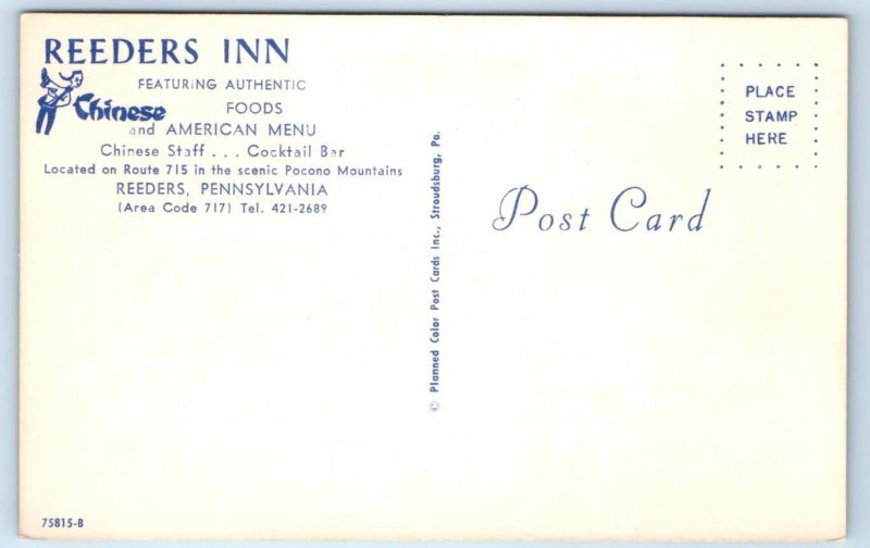 REEDERS, PA Pennsylvania ~ Roadside REEDERS INN CHINESE DINING c1960s ...