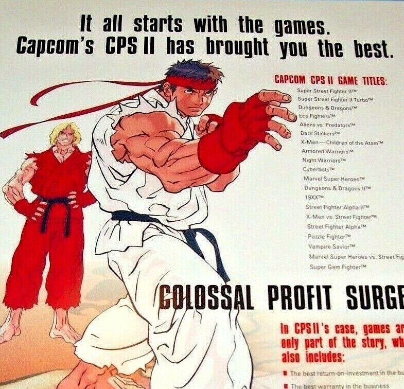 Capcom CPS II Arcade FLYER Street Fighter X-Men Original NOS Video Game ...