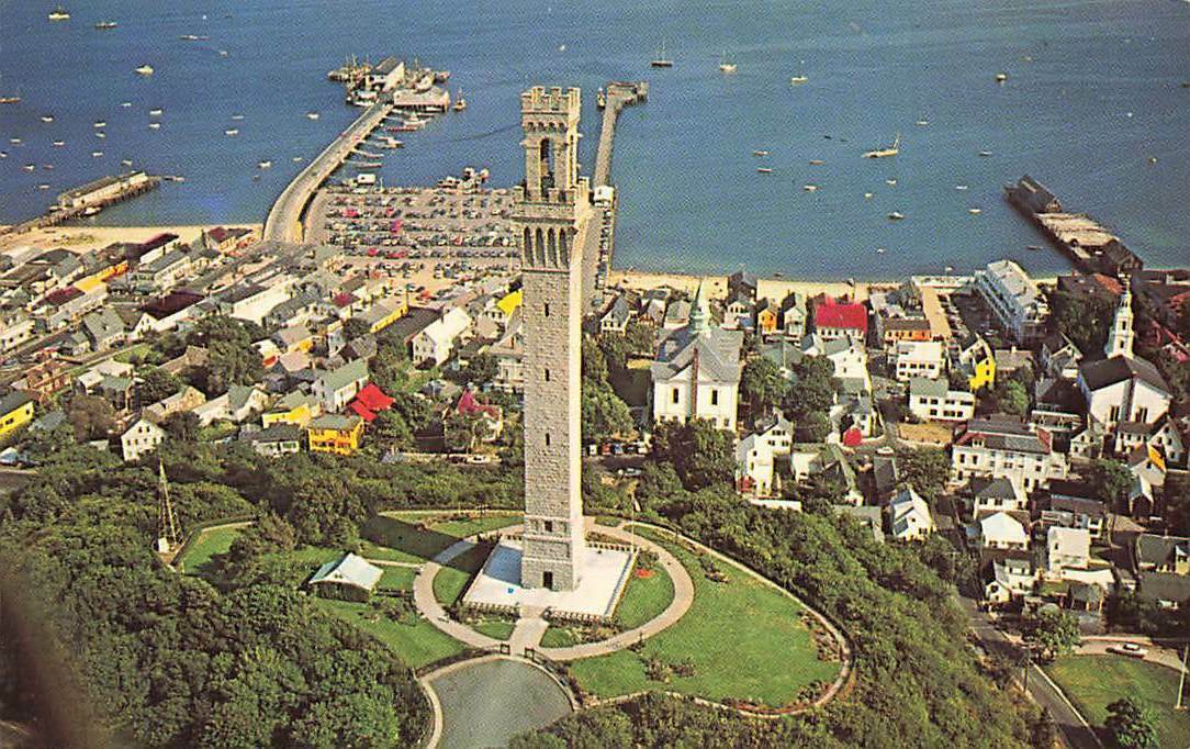 Aerial Town View Pilgrim Tower Provincetown Cape Cod MA Mass Chrome VTG ...