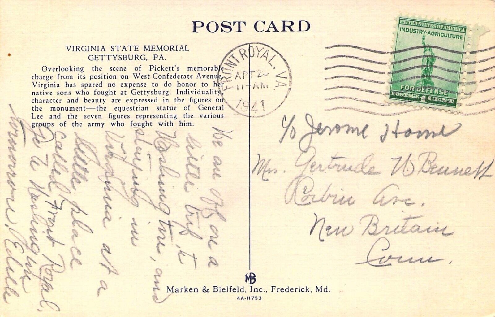 Linen Era, Civil War, Virginia Memorial, Gettysburg, PA, Msg, Old ...