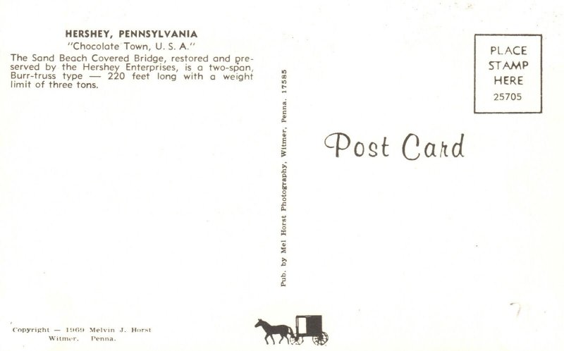 Vintage Postcard Sand Beach Covered Bridge Chocolate Town Hershey ...