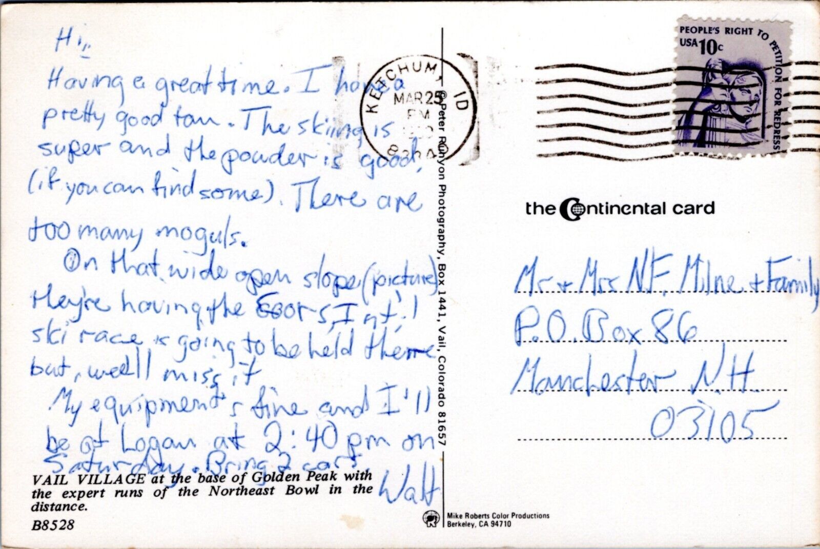 Postcard CO Vail - Vail Village at the base of Golden Peak | United ...