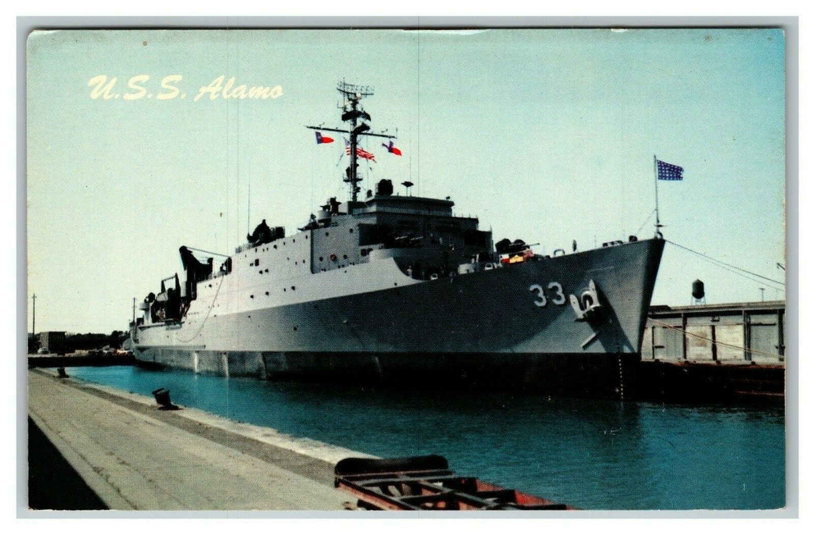 Vintage 1960's Postcard USS Alamo Dock Landing Ship Galveston Texas ...