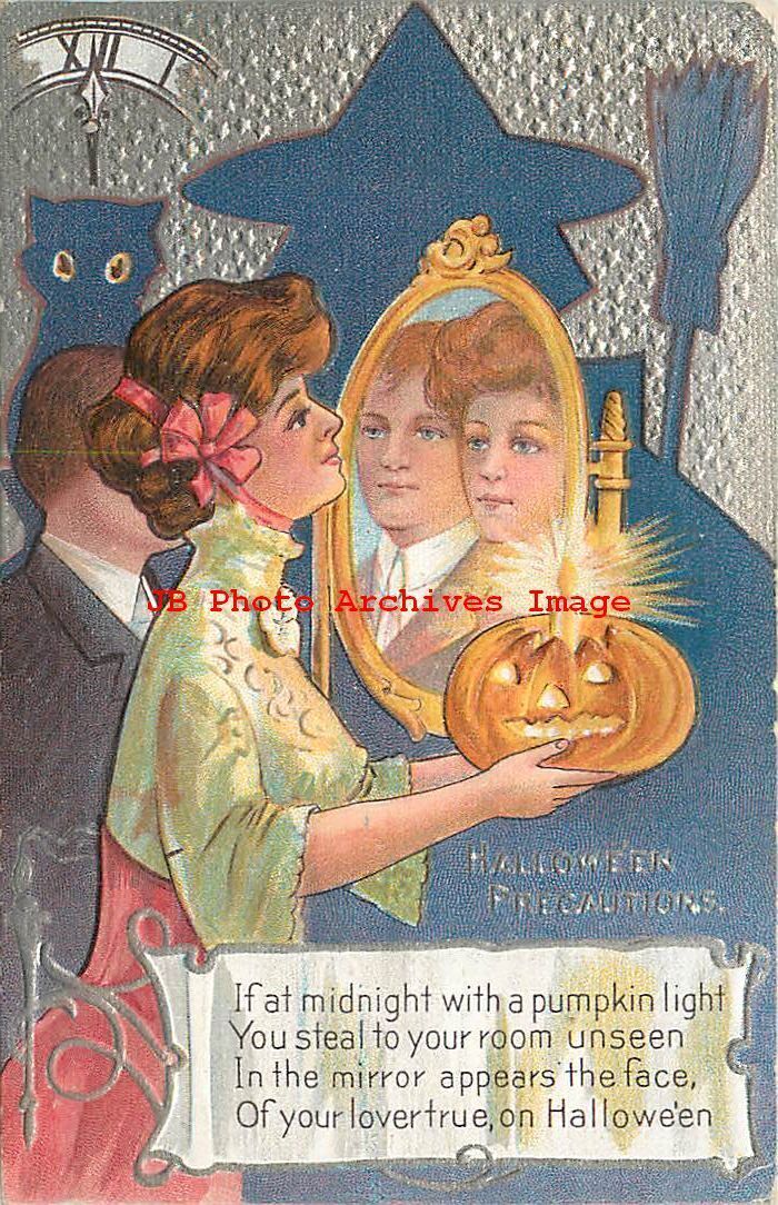 Halloween, Nash No 2S-2b, Precautions, Woman with Lighted JOL & Man in ...