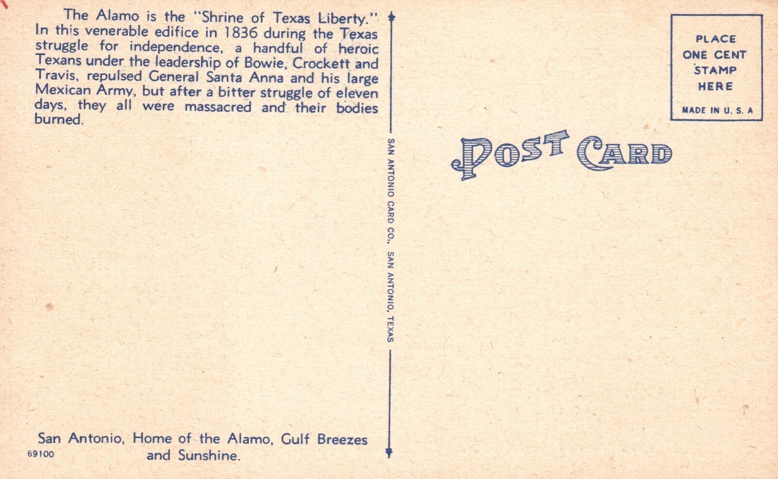 Vintage Postcard Alamo Shrine Of Texas Liberty Courtyard San Antonio ...