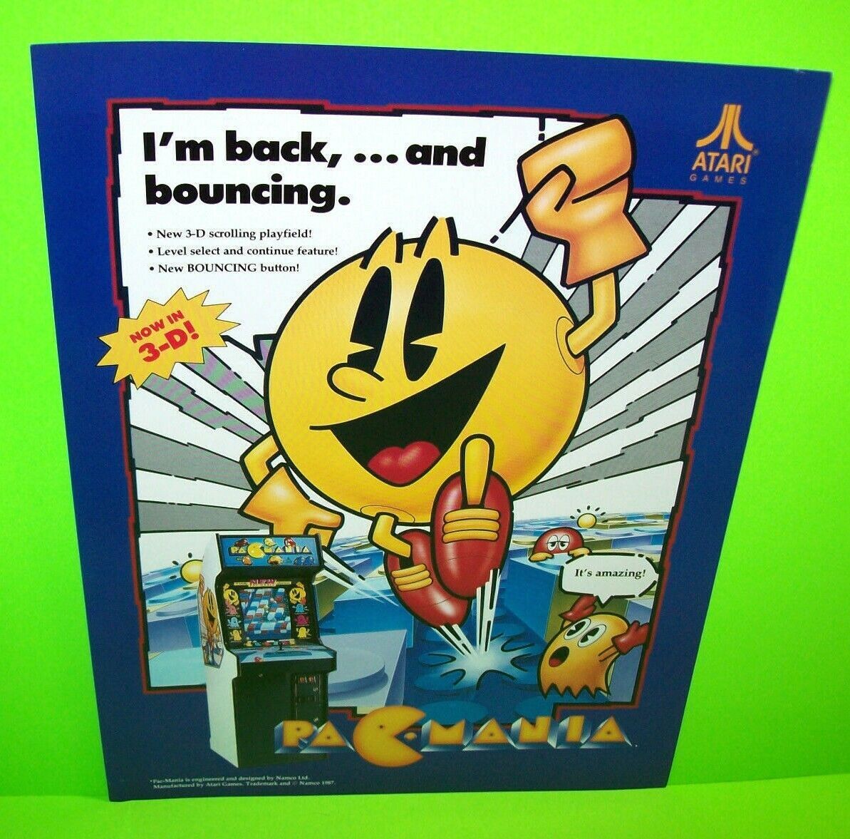 PACMANIA Original 1987 NOS Video Arcade Game Flyer Pac Man Vintage ...