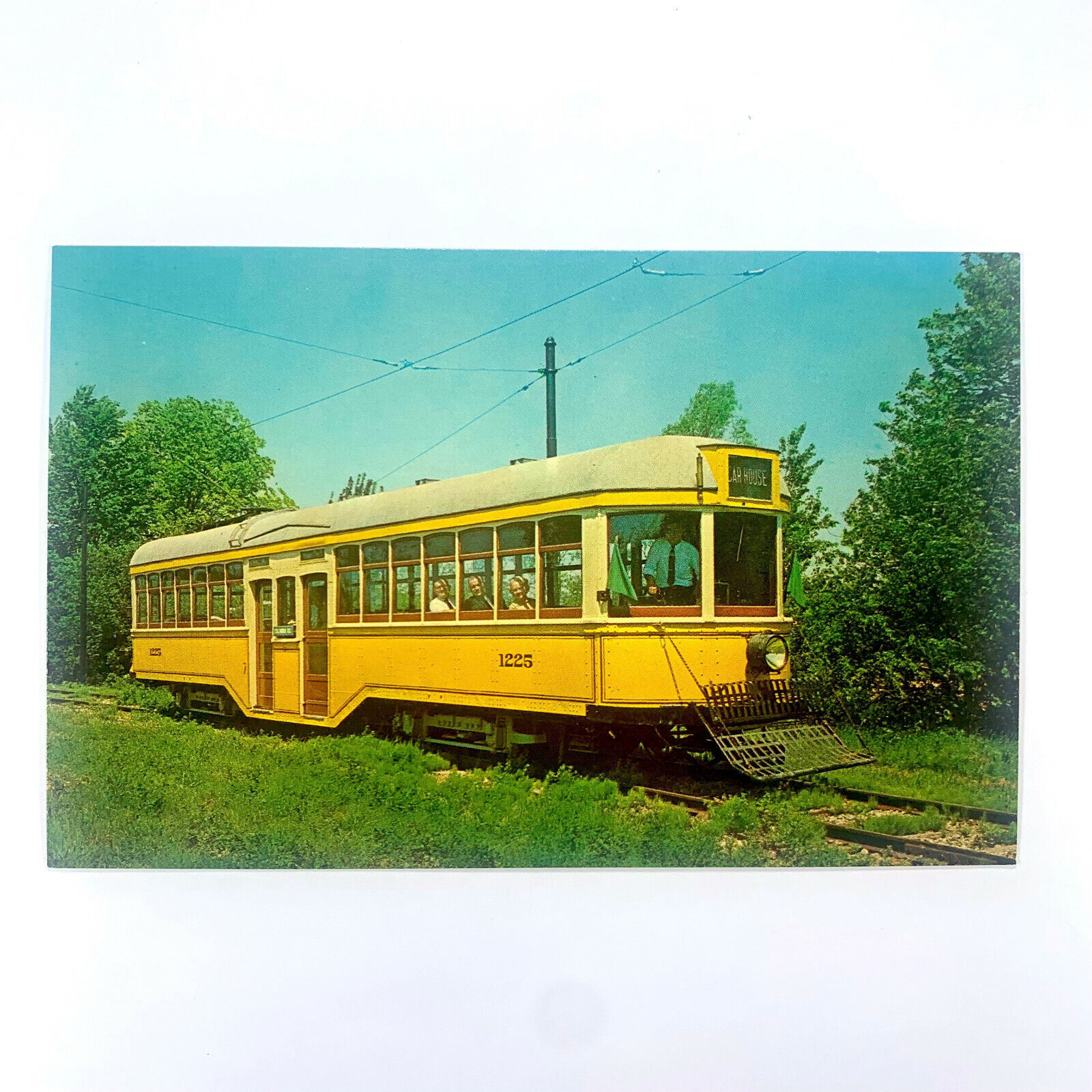 Postcard Railroad Train Cleveland Railway 1225 Drop Center Trolley ...