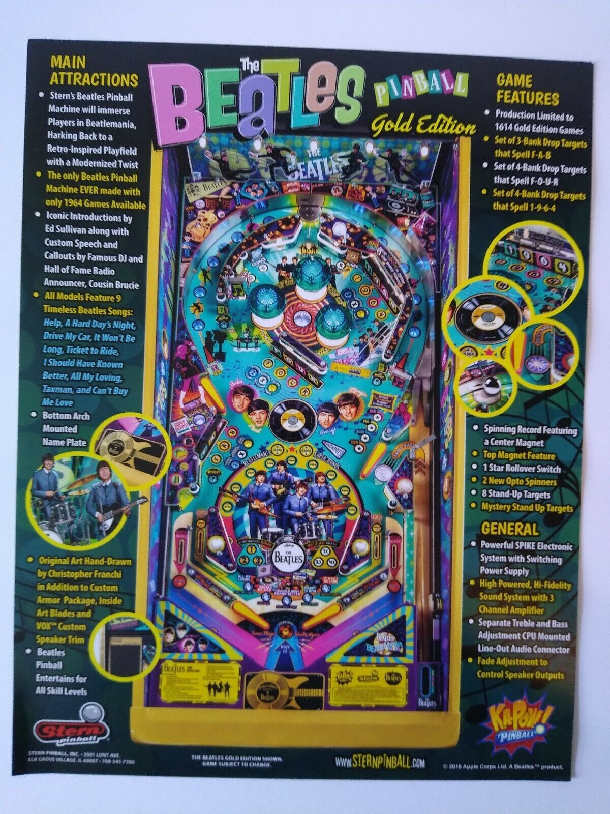 The Beatles Pinball Machine FLYER Art Beatlemania John Lennon George ...