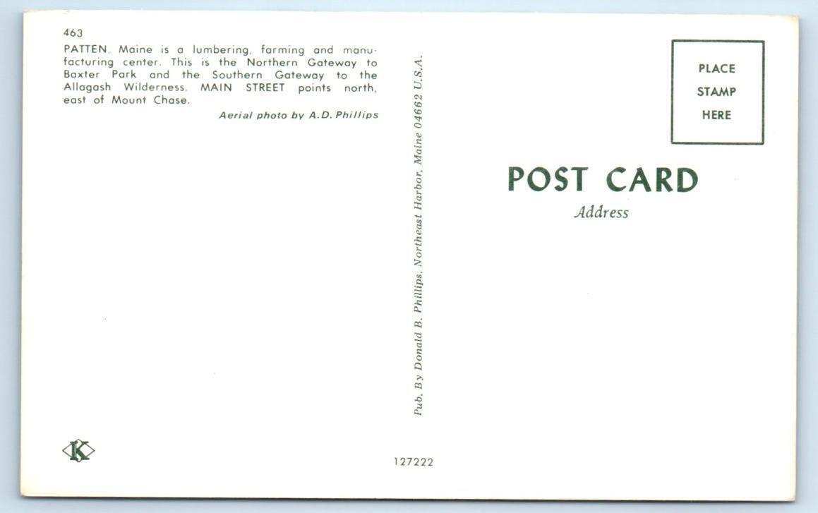 PATTEN, Maine ME ~Aerial View MAIN STREET Scene c1960s Penobscot County ...