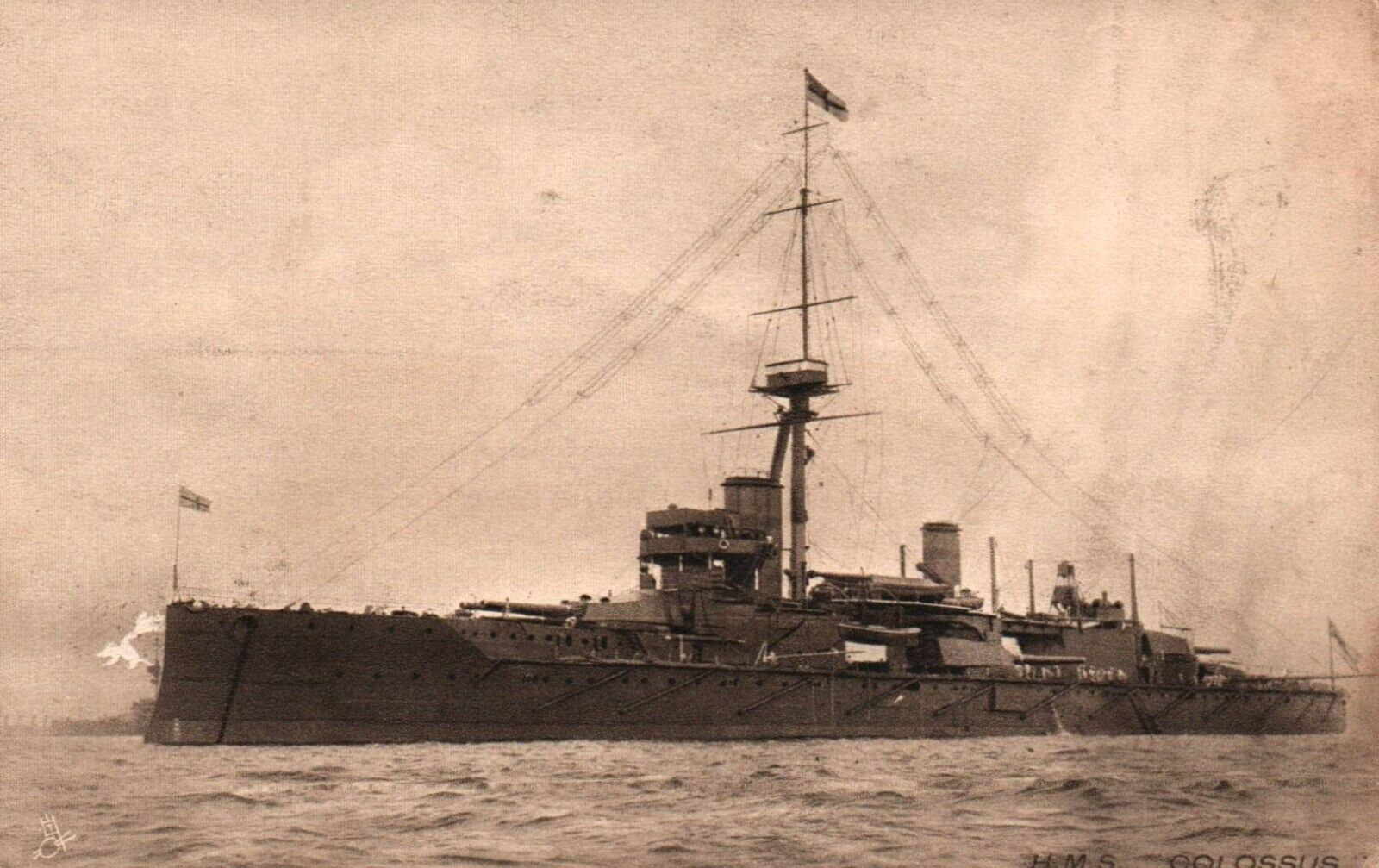 Raphael Tuck British Navy HMS Colossus Battleship Photogravure ...
