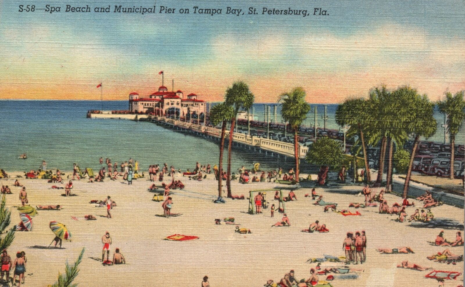 Vintage Postcard 1930s Spa Beach & Municipal Pier on Tampa Bay St ...