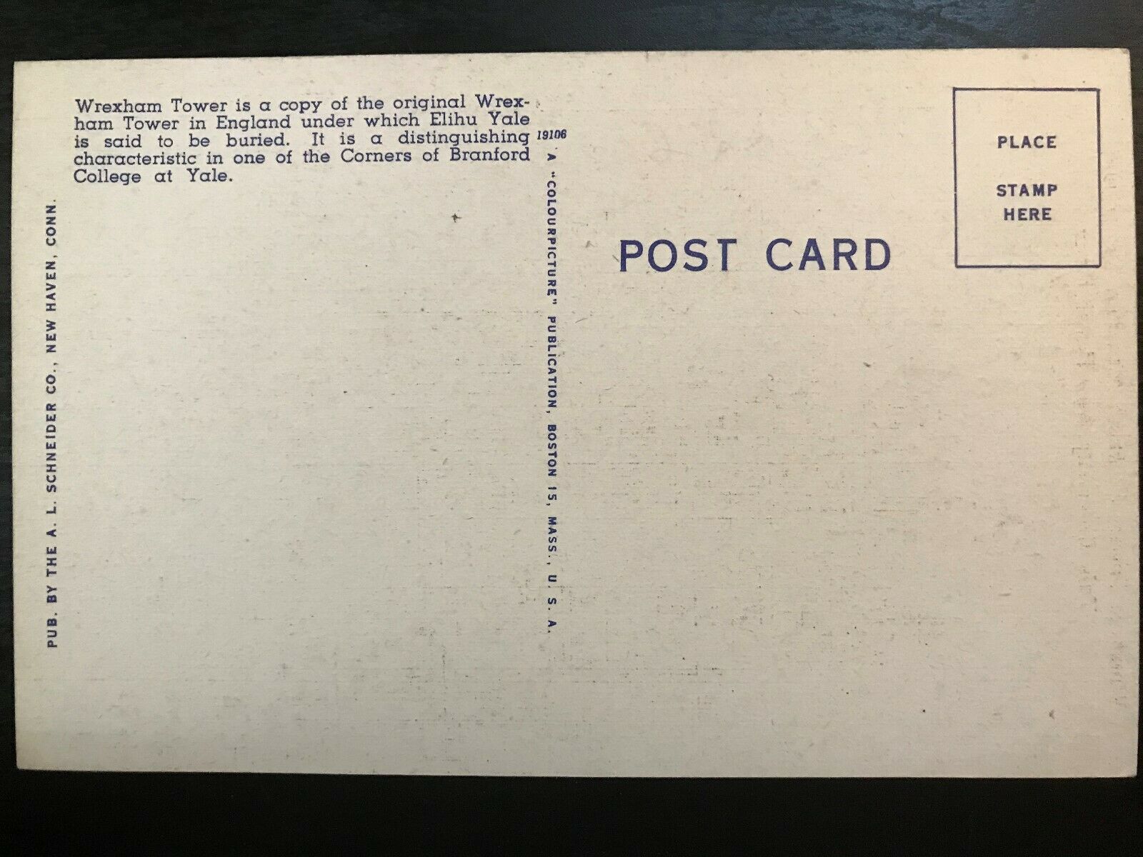 Vintage Postcard 1930-1945 Wrexham Tower Harkness Memorial Yale New ...